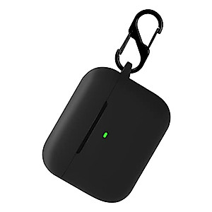 Geiomoo Silicone Carrying Case Compatible with Razer Hammerhead TrueWireless Pro, Portable Scratch Shock Resistant Cover with Carabiner (Black)