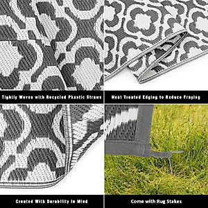 HEBE Outdoor Rug 4'x6'Waterproof Patio Mat Clearance Reversible Door Mats Plastic Straw Camp RV Tent Carpet Floral Area Rug for Camping,Backyard,Deck,Picnic,Beach,Trailer