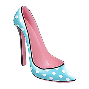 Hilarious Home 8.5" x 7"H High Heel Wine Bottle Holder - Stylish Conversation Starter Wine Rack (Teal Dot)