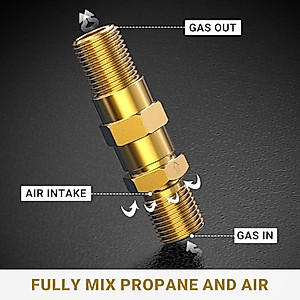 onlyfire 1/2" LP Air Mixer Valve for Propane Gas Fire Pits and Fireplace, 150K BTU High Capacity, Solid Brass Air Mixture