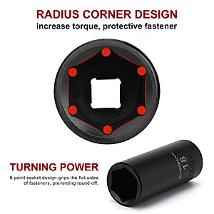 CASOMAN 3/8" Drive Impact Socket Set, 48 Piece Standard SAE and Metric Sizes (5/16-Inch to 3/4-Inch and 8-22 mm), 6 Point, Cr-V Steel Socket Set & 1/2" Drive Master Impact Socket Set, 36 Piece Deep, S