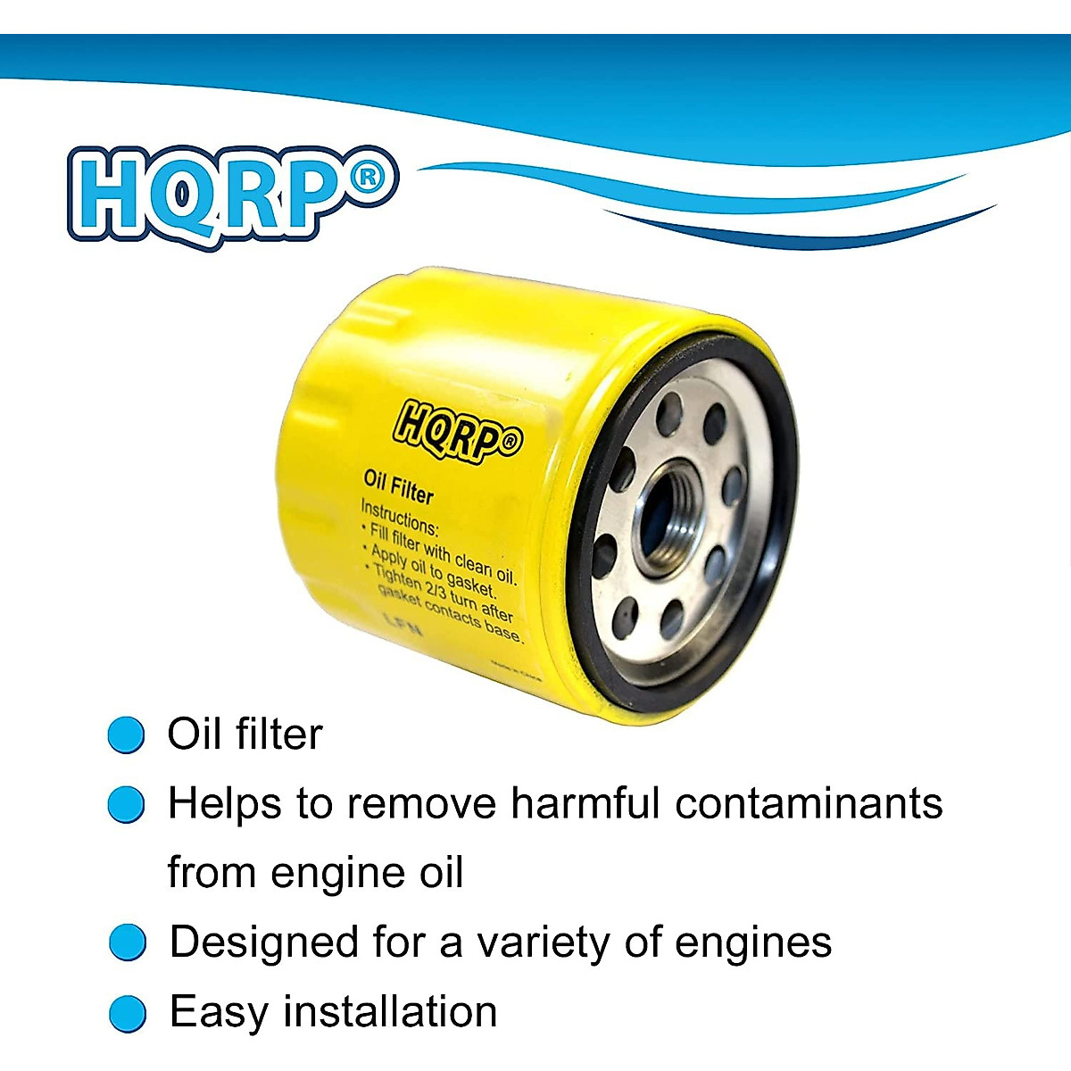 HQRP Oil Filter compatible with Bobcat I.R. Skid Steer 440B, 450, 632, 642, 722, 732, 742 with Kohler/Ford Engines, 6513601 6652366 Replacement