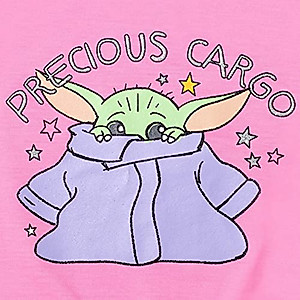 Star Wars The Child Toddler Girls Graphic T-Shirt Shorts and Scrunchie 3 Piece Outfit Set Pink/Rainbow 5T