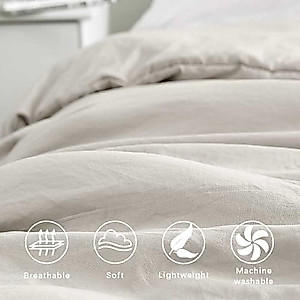 Beige Boho Comforter King Size, 3 Piece Soft Light Khaki Modern Bedding Set & Collections, Lightweight All Season Bed Quilt Blanket with 2 Pillow Shams for Women Men