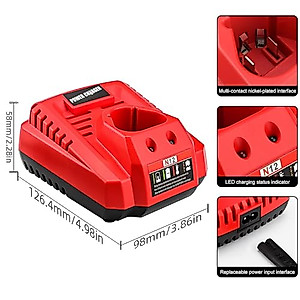 Energup 12V 6Ah 2Pack Battery for Milwaukee 12-Volt Battery M12 for Milwaukee 48-11-2440 48-11-2411 48-11-2410 + 48-59-2401 12Volt Milwaukee M12 Battery Charger