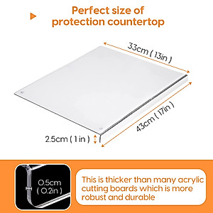 Acrylic Cutting Board with Counter Lip, 17" x 13" Clear Cutting Board Non Slip for Kitchen Countertop, Upgraded Thicker Large Cutting Board for Countertop Protector, Essentials Kitchen Gadgets