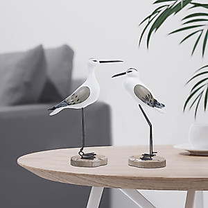 EXCEART 2pcs Seagull Statues Garden Bird Sculpture Wooden Seabirds Figurine Nautical Sculpture Desktop Coastal Decorartion Home Table Centerpiece