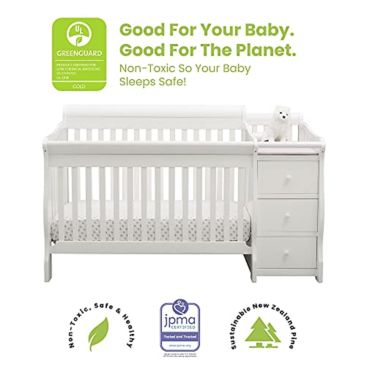 Delta Children Princeton Junction Convertible Crib N Changer, Bianca White