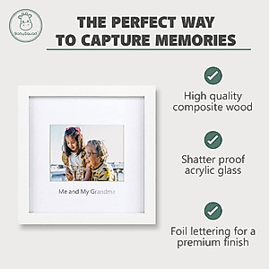 BabySquad Me and My Grandma Photo Frame, 7 x 7 (INCHES), Sawtooth Hanger + Kickstand, Grandma Gifts, Handcrafted White Wooden Photo Frame, Keepsake Gift