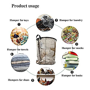 Round Waterproof Fabric Lightweight Storage Basket, Foldable Storage Box for Dirty Clothes, Laundry Basket for Boys and Girls, Suitable for College Dorm, Bedroom, Toy Nursery Kids Clothes Basket