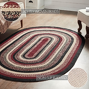 VHC Brands Jute Rug 48x72 w/Pad, Jute Area Rug, Accent Rug, Floor Decor, Braided, Connell Collection, Oval 48x72, Country Black