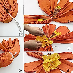 NICROHOME Wedding Decorations, Large Burnt Orange and Brown Giant Crepe Paper Flowers Pom Pom Decorations for Rustic Boho Bridal Shower Cutie Baby Shower Thanksgiving Party Wall Decorations