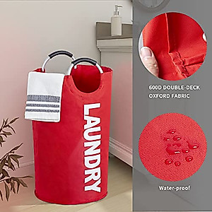 82L Large Laundry Basket Collapsible Fabric Laundry Hamper Foldable Clothes Bag Folding Washing Bin Red, L