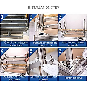 Commercial Kitchen Work Catering Table, Stainless Steel Table for Prep & Work with Caster Wheels Commercial Heavy Duty Table for Restaurant, Home and Hotel Rack (Size : 60x60x85cm)