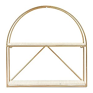 Main + Mesa Wood and Gold Crescent Wall Shelf