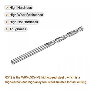 uxcell 10 Pcs 4.1mm HSS(High Speed Steel) W6542 Micro Drill Bits, Fully Ground Jobber 75mm Length Drill Bit for Mild Steel Copper Aluminum