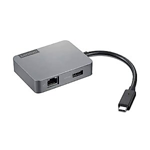 Lenovo USB-C 4-in-1 Travel Hub Gen2, Multiport Adapter for HDMI, VGA, USB 3.1, RJ45, Compatible with USB Type-C Laptops, GX91A34575