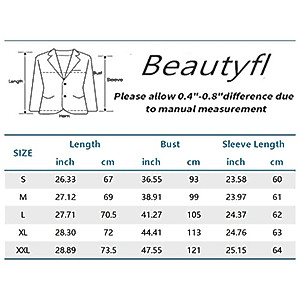 Hdieso Women's Solid Color Casual Long Sleeve Lapel Button Blazer Jacket Khaki