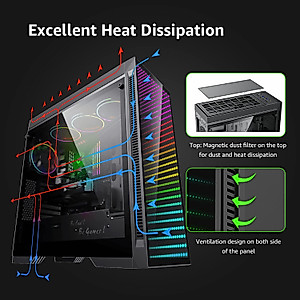 Gaming Case Full Tower, with Tempered Glass Side Panel & ARGB LED Mirror, Supports 7x120mm Fans, GAMEMAX Abyss-TR