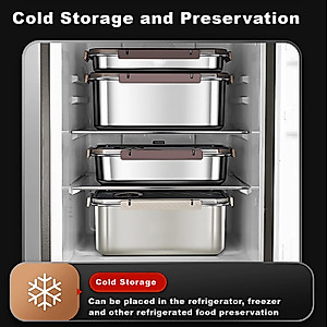 pobowlgarls Large Stainless Steel Food Storage Containers, Food Containers with Lids for Kitchen, Picnic, Travel, Durable, Leak-Proof Design Set of 3 sizes