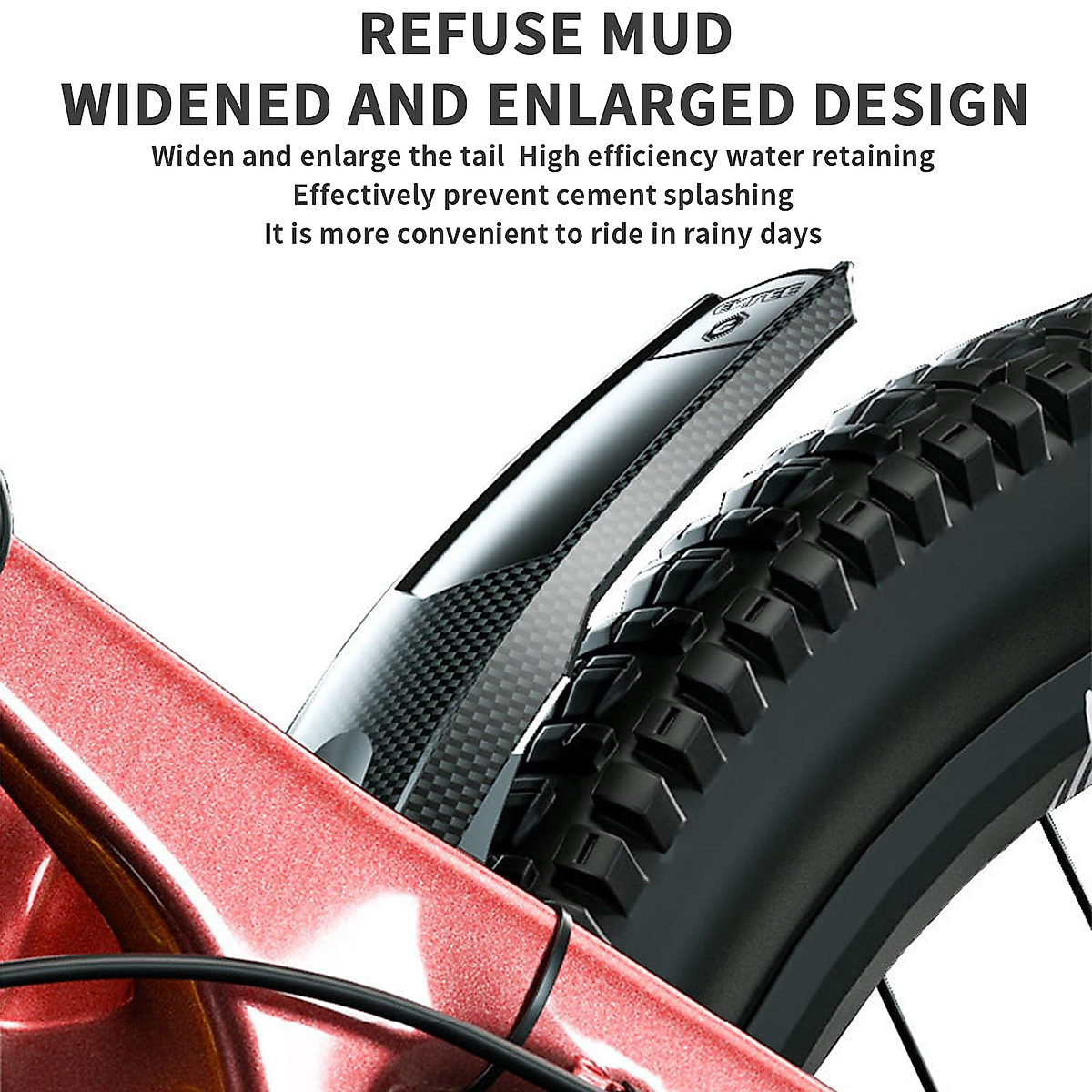 kingsea 2PCS Mountain Bike Mud Guard, Adjustable Carbon Fiber MTB Fenders -Universal Front or Rear MTB Fender Compatible with 20"/24"/26"/27.5"/29" Mountain Bike Mudguards - Hard Shell