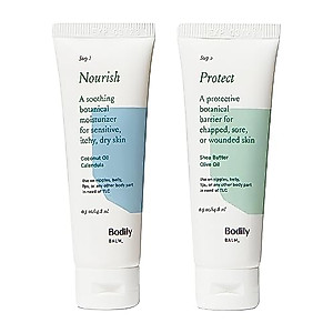 Bodily - Nip Duo Nipple Cream for Breastfeeding - 100% Natural - Lanolin Free Nipple Cream Set - Organic Nipple Butter to Hydrate and Protect Dry, Sore Skin - 2X 0.5oz