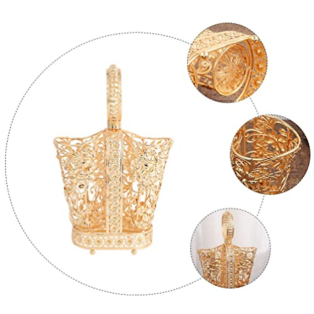 Cabilock Kitchen Utensils Holder Caddy Utensil Organizer Vintage Golden Spoon Holder Silverware Caddy for Countertop Decoration