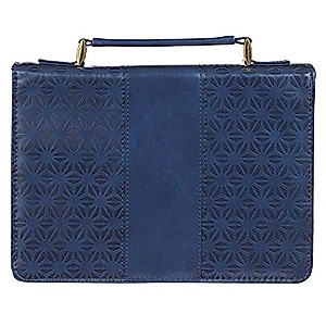 Christian Art Gifts Women's Fashion Bible Cover I Know The Plans Jeremiah 29:11, Blue/Gold Faux Leather, Large