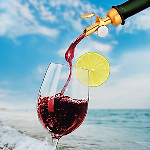 Lauwell 8 Pcs Weighted Stainless Steel Pourer Glide Pourer Free Flow Liquor Bottle Spouts Set Olive Oil Dispenser for Bar Vinegar Syrup Juice Whiskey Beverage, Gold, Silver