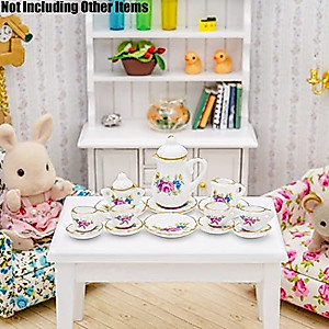 Odoria 1/12 Miniature Porcelain Tea Set 15Pcs Dollhouse Decoration Accessories, Pink Blossom