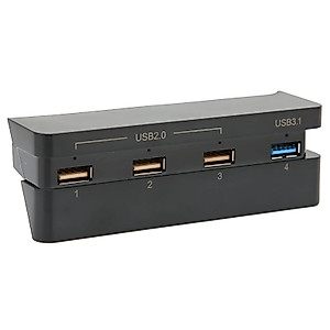 for PS4 Slim Gaming Console Hub, USB2.0 x 3+USB3.0Expansion Adapter, High Speed USB Hub Adapter, Plug and Play, USB Charger Controller Splitter, Compatible USB 3.1/2.0