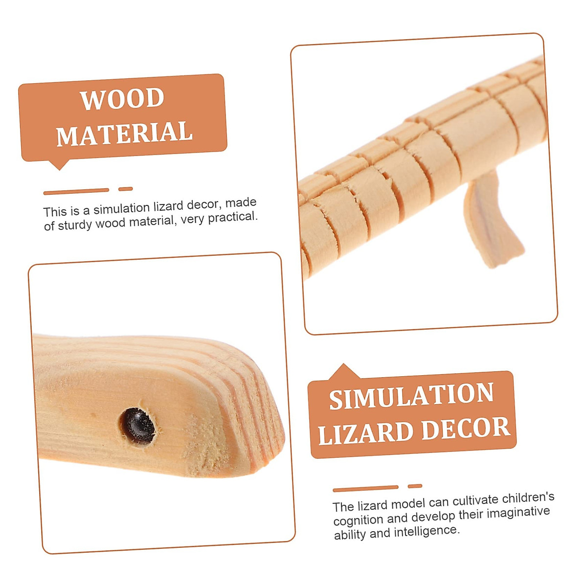 SAFIGLE 5pcs Unfinished Lizard Model Lizard Wiggle Reptile Chameleon Prank Props Wood Lizard Toy Wood Lizards to Paint Flexible Timber Lizard Animal Wooden Craft Supplies Artificial Child