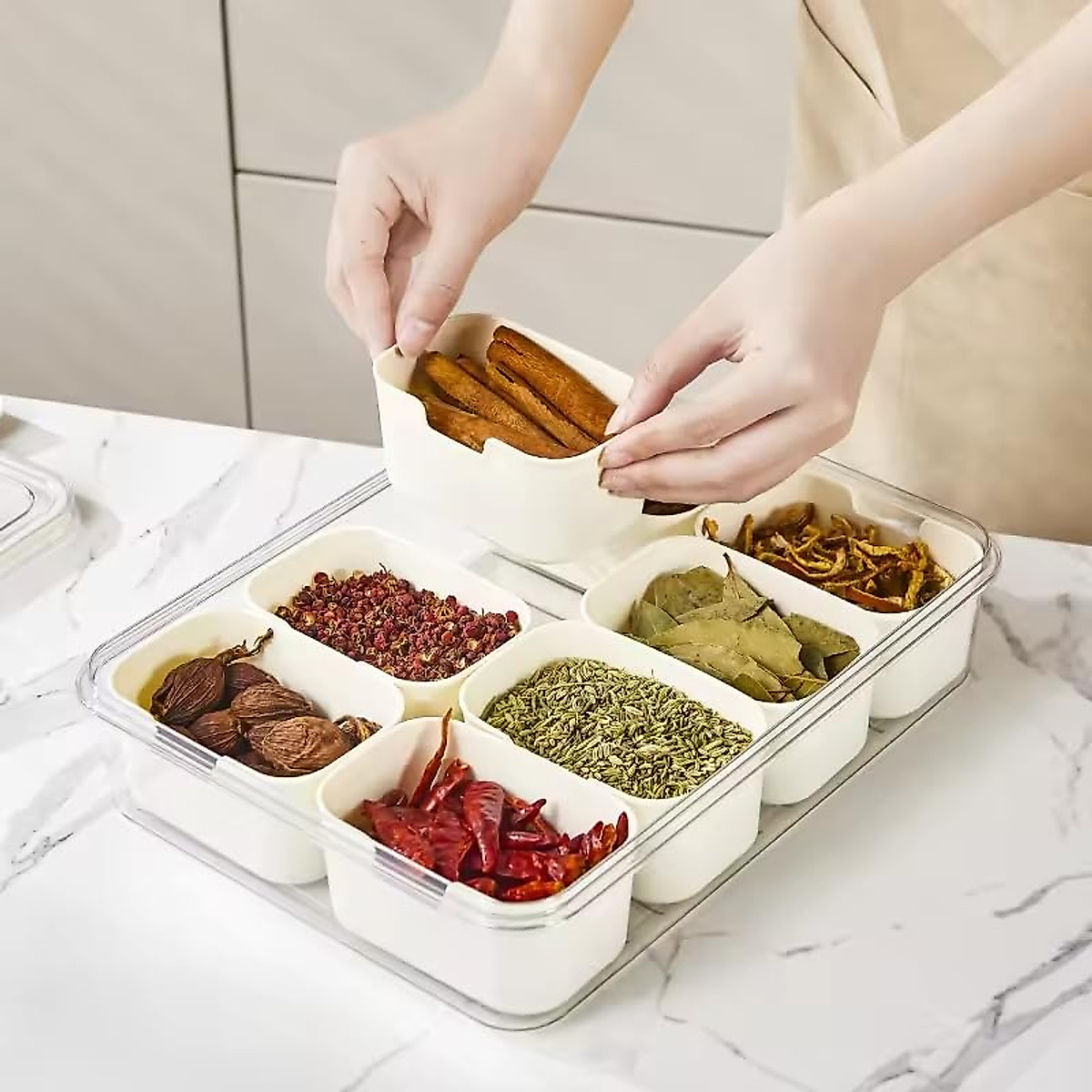 Snack Box Container, Divided Serving Tray with Lid and Handle Snackle Box Container, Snack Organizer for Adults Fruit Tray, Veggie Tray, Perfect for Party, tackle box for snacks