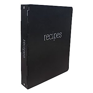 AuldHome Farmhouse Cookbook Recipe Binder (Black); Rustic Enamelware Style Metal 3-Ring Binder for Family Recipes, Custom Cookbooks and More