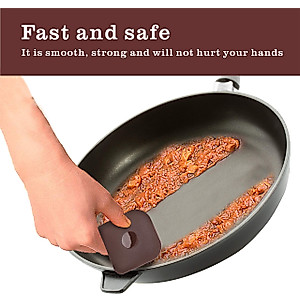 Pan Scraper, Durable Dish Scraper Set of 4pcs, Pot Scraper, Handheld Nylon Cast Iron Pan Cleaners, Multifunctional Pan Scraper Tool and Stoneware Scraper for Kitchen and Home -Brown