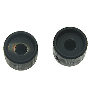 KAISH Set of 2 Black Pearl Top Guitar Dome Knobs with Set Screw for Tele Guitars Black Pearl Cap Bass Black Knobs