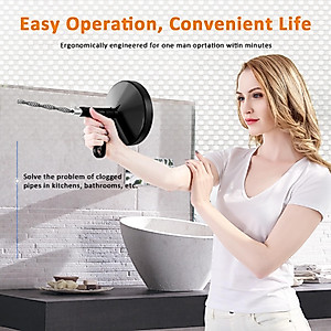 DR.PEN 32FT Drain Auger, [Easy to Use & Highly efficient] Flexible Plumbing Snake Drain Clog Remover, Drain Clog Remover for Kitchen, Bathroom and Shower Sink, Comes with Work Gloves and Floor Drain