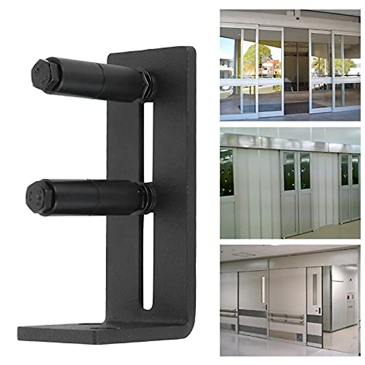 Barn Door Guide Black, Carbon Steel Sliding Barn Door Floor Guide for Bottom Adjustable Roller and Wall Mount System, Smoothly and Quietly 4.1x1.6in