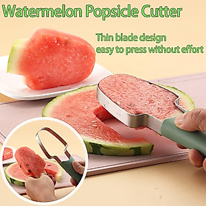FANTEXY 3-in-1 Watermelon Fork Slicer Cutter，Stainless Steel Watermelon Popsicle Cutter Watermelon Cutter Slicer Tool Melon Cutter Knife Portability Fruit Fork for Camping Kitchen Gadgets