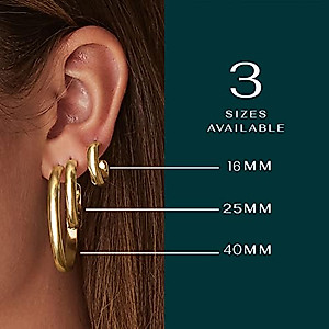 PAVOI 14K Yellow Gold Plated Wide Flat Edge 1.5" Hoop Earrings for Women | Large Gold Hoops | Hypoallergenic Jewelry