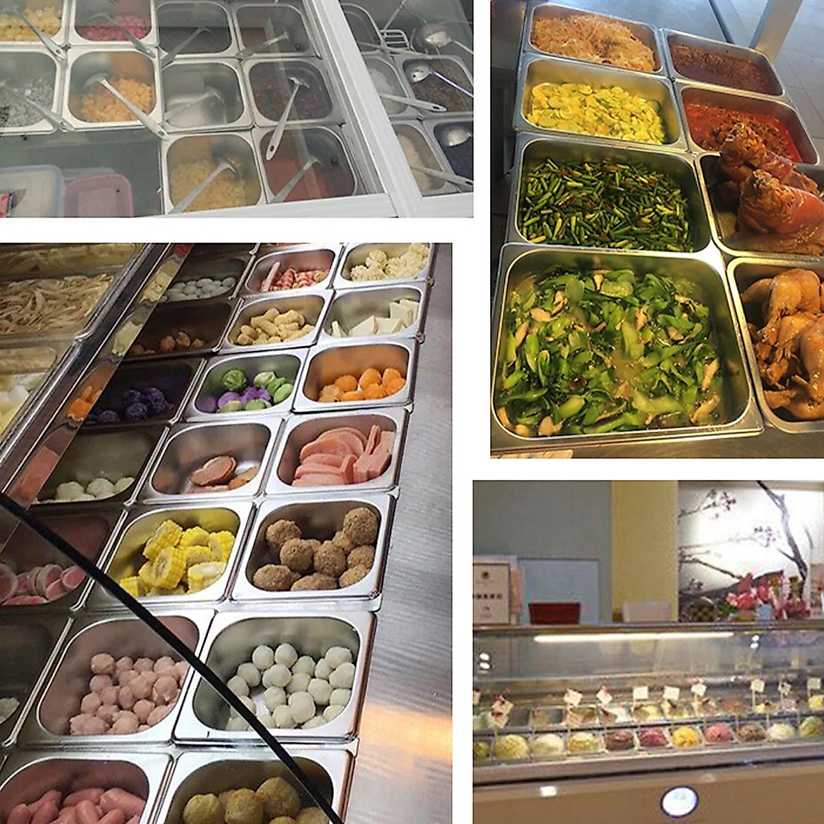 Generic 6 Pack Steam Table Pan, 4in Deep 1/6 Size Stainless Steel Food Pan Stackable Catering Pan with Lid for Restaurant, Hotel, Buffet, Party Supplies, 1.5L Capacity, Silver, KHJ93