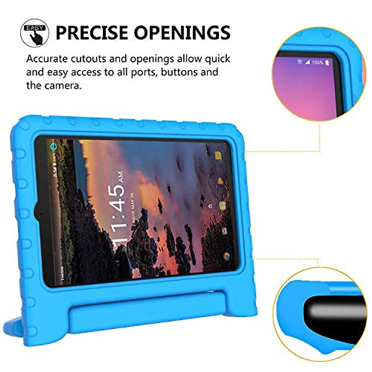 BMOUO Kids Case for Alcatel Joy Tab 8 2019/T-Mobile 3T 8 Tablet 2018/A30 Tablet 8 2017, Lightweight Kid-Proof Handle Stand Case for Alcatel Joy Tab 2019/Alcatel 3T 8 2018 / A30 8 inch 2017 - Blue