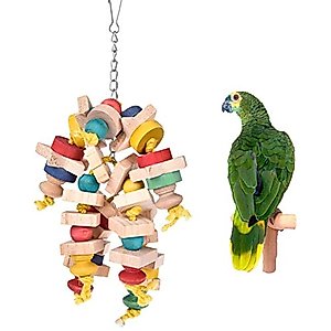 Litewoo Large Bird Parrot Toys, Colorful Bite Wood Block for Medium Large Parakeet Cockatiel Budgie Cockatoo Macaw Conures African Grey Parrot（B）