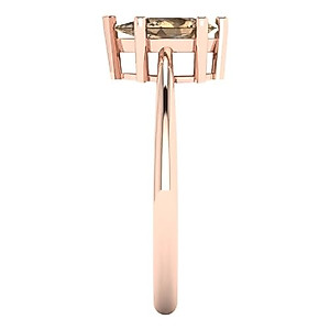 Clara Pucci 1.0 ct Pear Cut Solitaire Brown Champagne Simulated Diamond Bridal Designer Anniversary Engagement Ring Real 14k Rose Gold