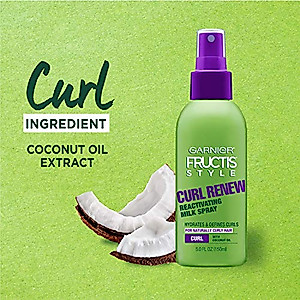 Garnier Fructis Style Curl Renew Reactivating Milk Spray For Curly Hair, 5 Ounce (Packaging May Vary)