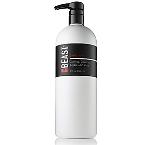 Beast Caffeine Conditioner 32oz Large Liter Size - Ginseng Argan Oil Vitamins B Green Tea Eucalyptus Pomegranate Oils Shea Butter Aloe - Paraben Free Moisturizing DHT Blocking Dry Scalp Tame the Beast