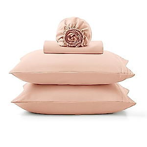 Vonty 4 Piece Full Sheet Set - Luxury Brushed Microfiber Sheets, Blush Pink Bed Sheets Set - 1200 Thread Count Sheets - Cooling and Wrinkle Resistant Bedding Sheets & Pillowcases with Deep Pocket