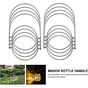 DOITOOL Mason Jar Wire Hangers 8 Pack Stainless Steel Wire Handles for Wide Mouth Mason Jars, Canning Jars, Canning Jars Hanger, Jar Hanging Hook Compatible for 86mm Regular Mouth