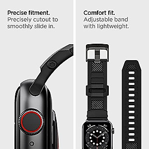 Spigen Rugged Band Designed for Apple Watch Band for Apple Watch Ultra (49mm), Series 8/7 (45mm), Series SE2/6/SE/5/4 (44mm) and Series 3/2/1 (42mm) - Matte Black