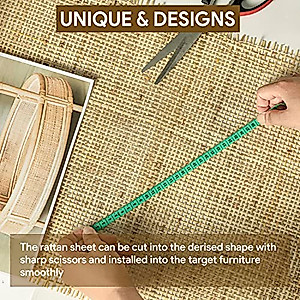 20" Width Natural Square Rattan Wicker Cane Webbing 3 Feet Rattan Woven Roll Wardrobe Shoe Square Mesh Material for Cabinet & Door